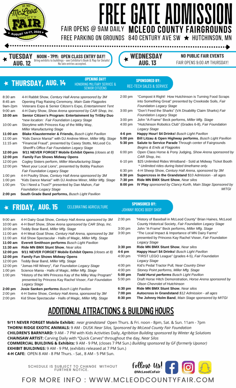 Fair Schedule - McLeod County Fair