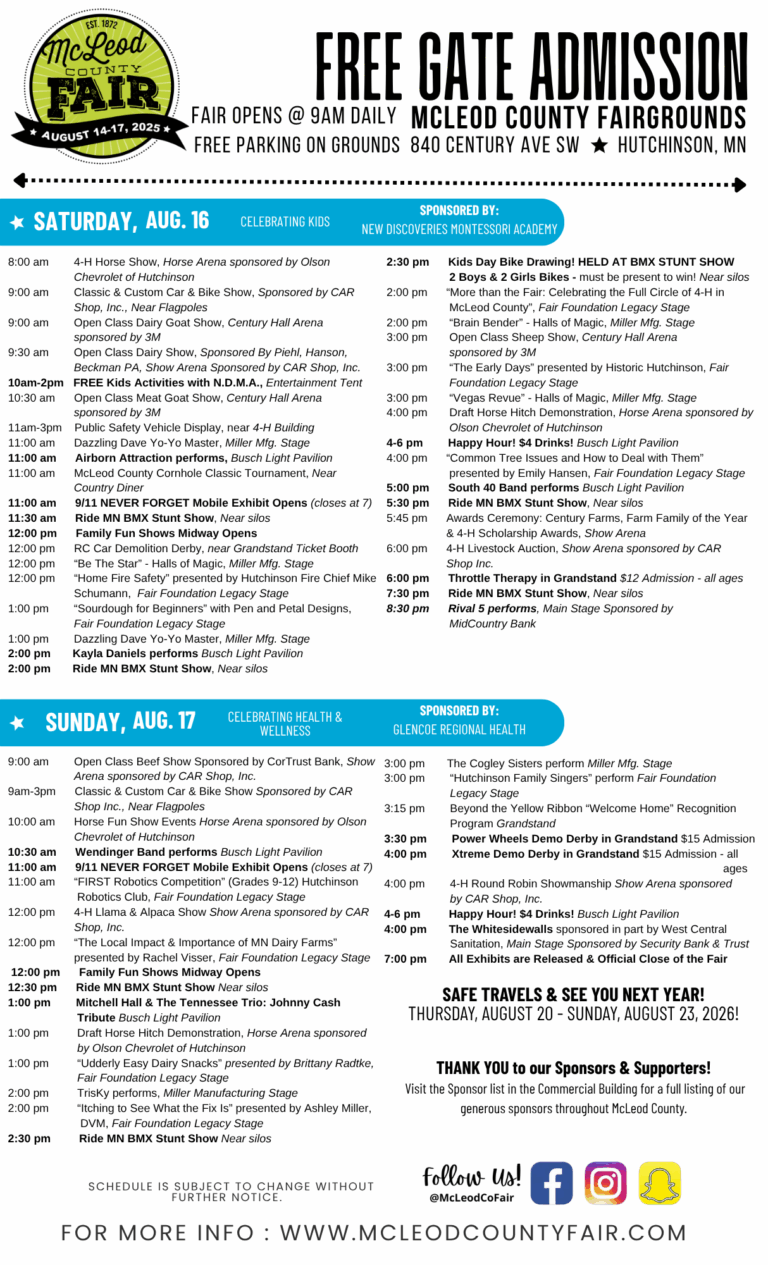 Fair Schedule - McLeod County Fair